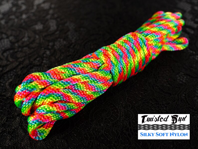 Neon Rainbow blacklight/uv Nylon Bondage Rope 1/4 6mm - Etsy UK