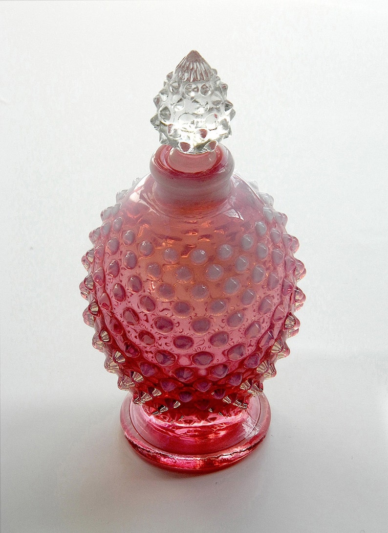 Fenton Glass Vanity Set Hobnail Cranberry Opalescent Three Etsy