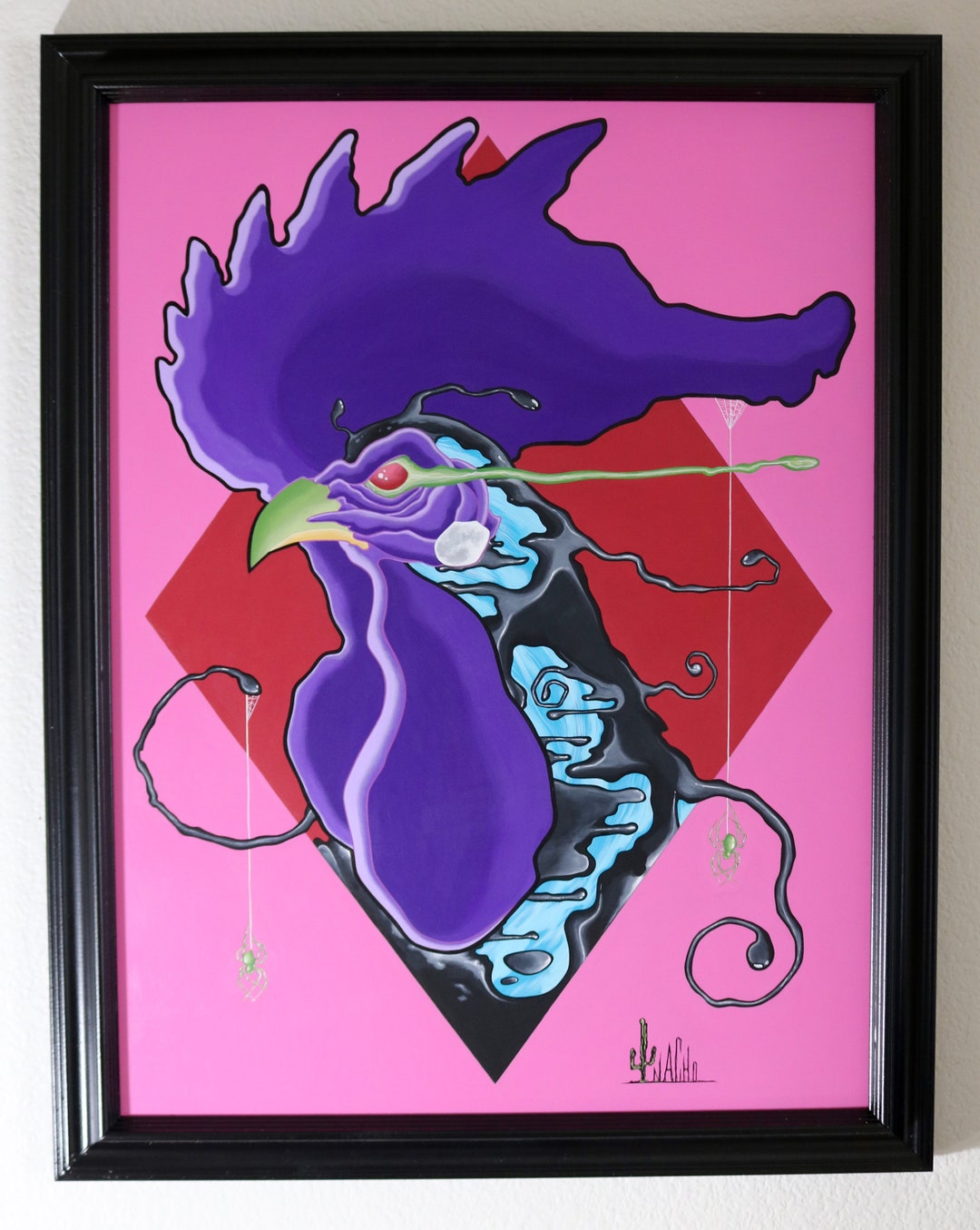 Drippy Rooster Original Painting Acyrlic sobre lienzo de - Etsy España