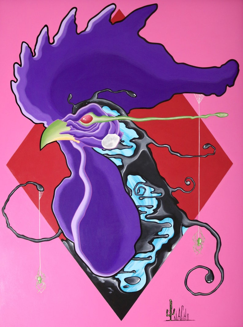 Drippy Rooster Original Painting Acyrlic sobre lienzo de madera 18 x 24 ...