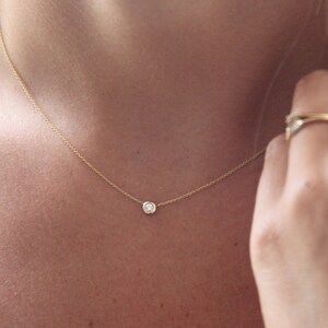 Tiny Diamond Necklace Gold Diamond Necklace Diamond | Etsy