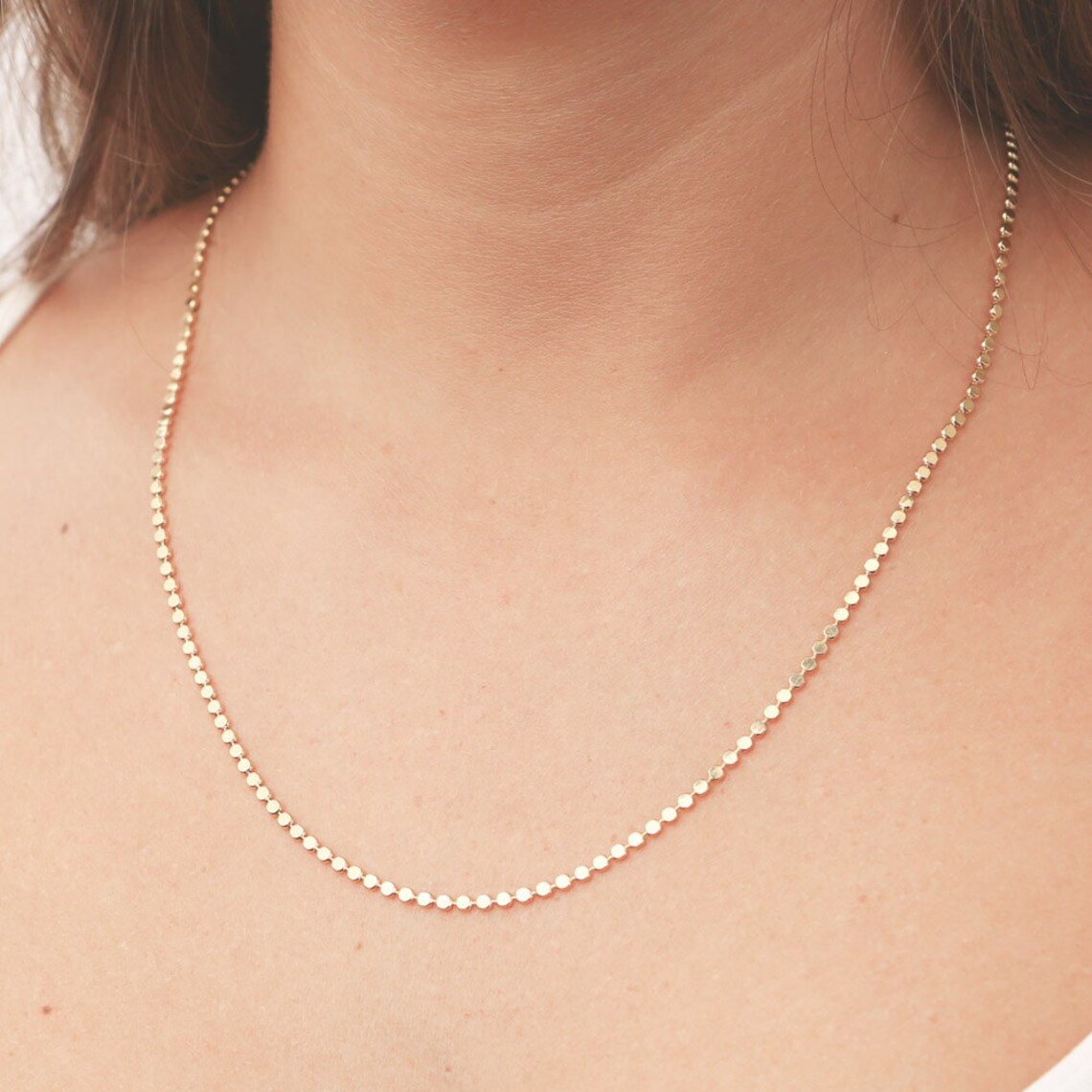 Gold Necklace Gold Chain Necklace Dainty Gold Bead Necklace | Etsy