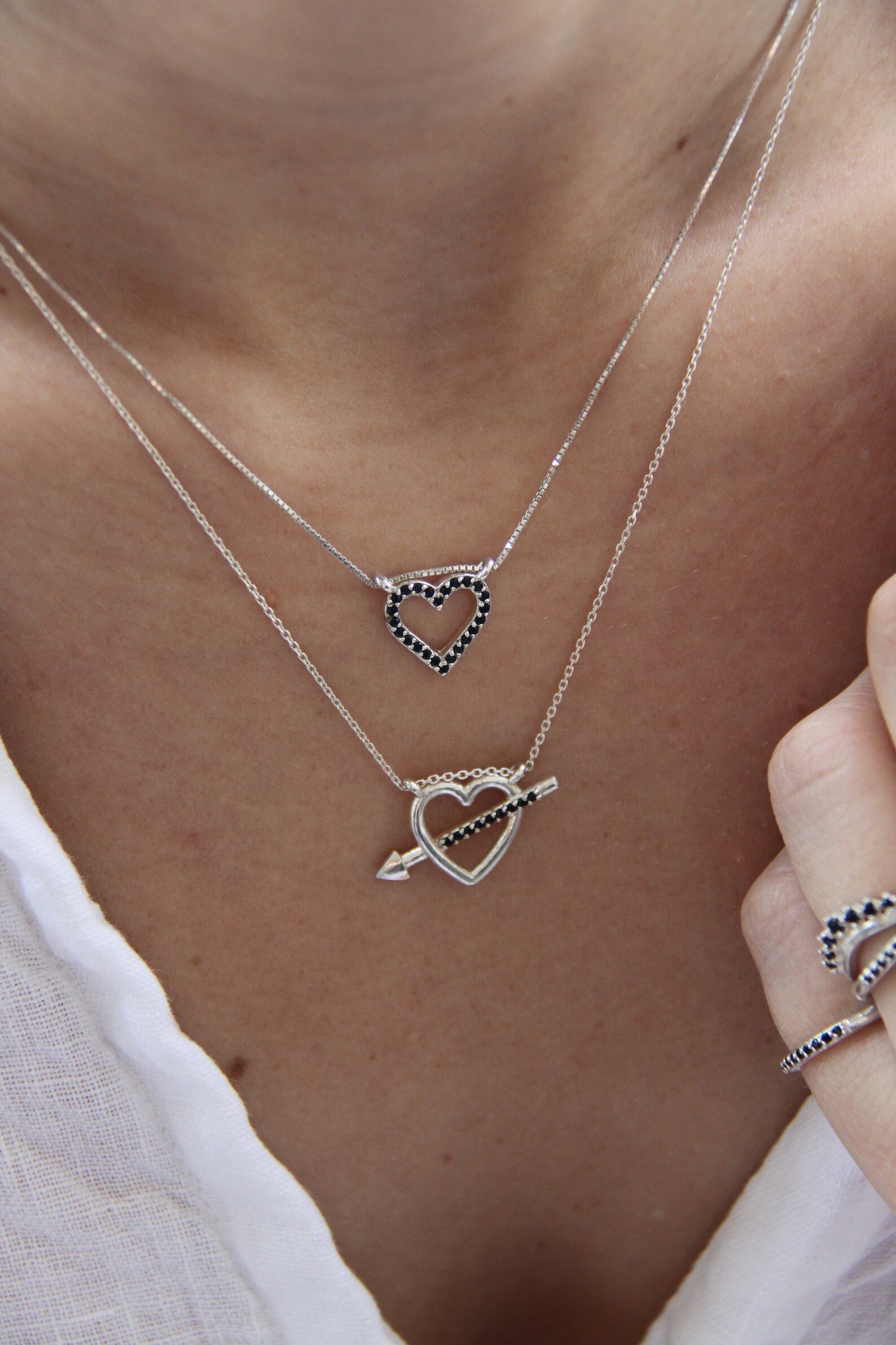 Silver Necklace Heart Necklace Silver Heart Necklace Silver - Etsy