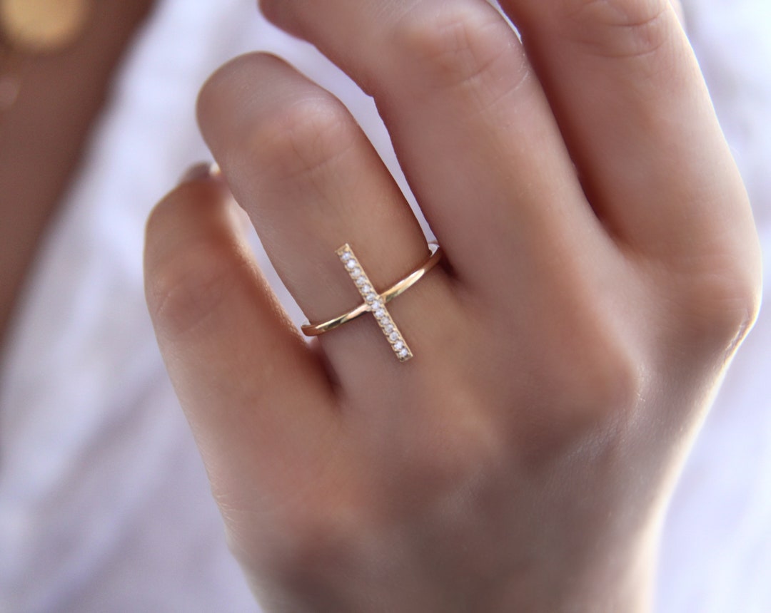 Bar Ring, Gold Bar Ring, Minimalist Bar Ring, Dainty Gold Ring, Gold ...