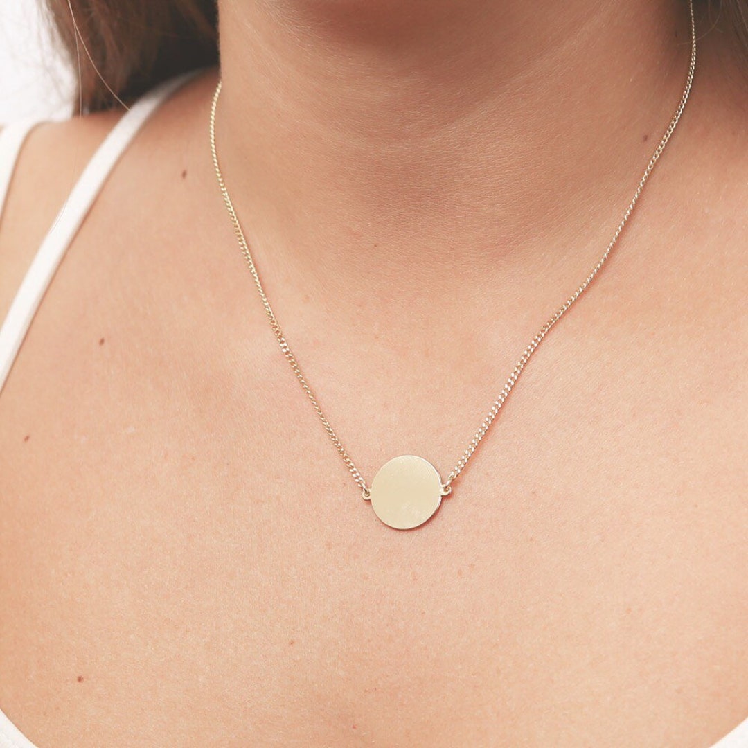 Disc Necklace, Gold Disc Necklace, Circle Necklace, Dainty Gold ...