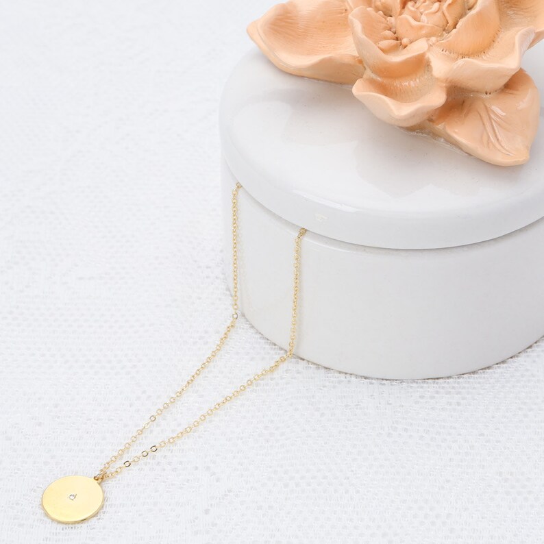 Large Gold Circle Necklace Initial Disk Necklace Simple Disc - Etsy
