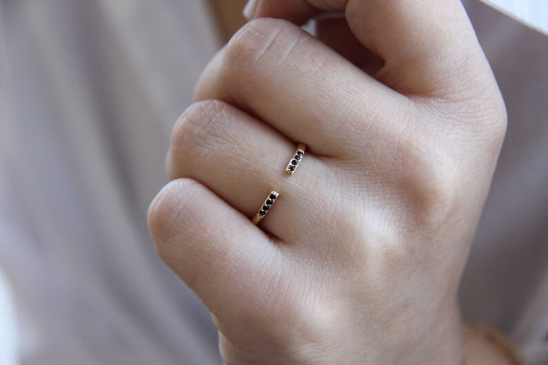 Solid Gold Ring Open Diamond Ring Gold Stacking Rings - Etsy