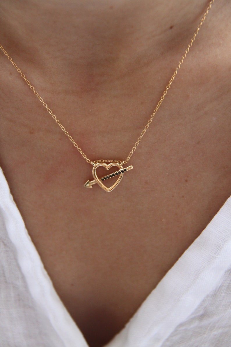 Heart Necklace Gold Heart Necklace Love Necklace Dainty | Etsy