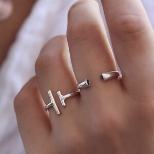 Open Bar Ring, Bar Ring, Gold Bar Ring, Dainty Gold Ring, Stacking Ring ...