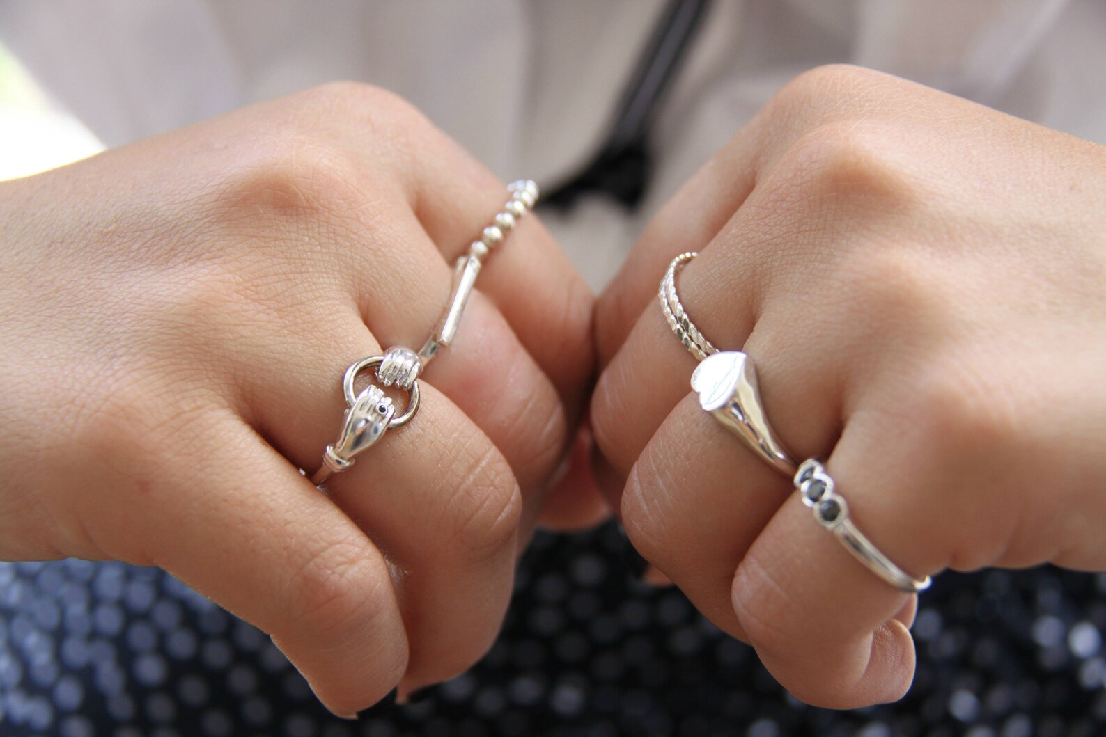 Hands Ring Silver Hands Ring Friendship Ring Gold Stack - Etsy