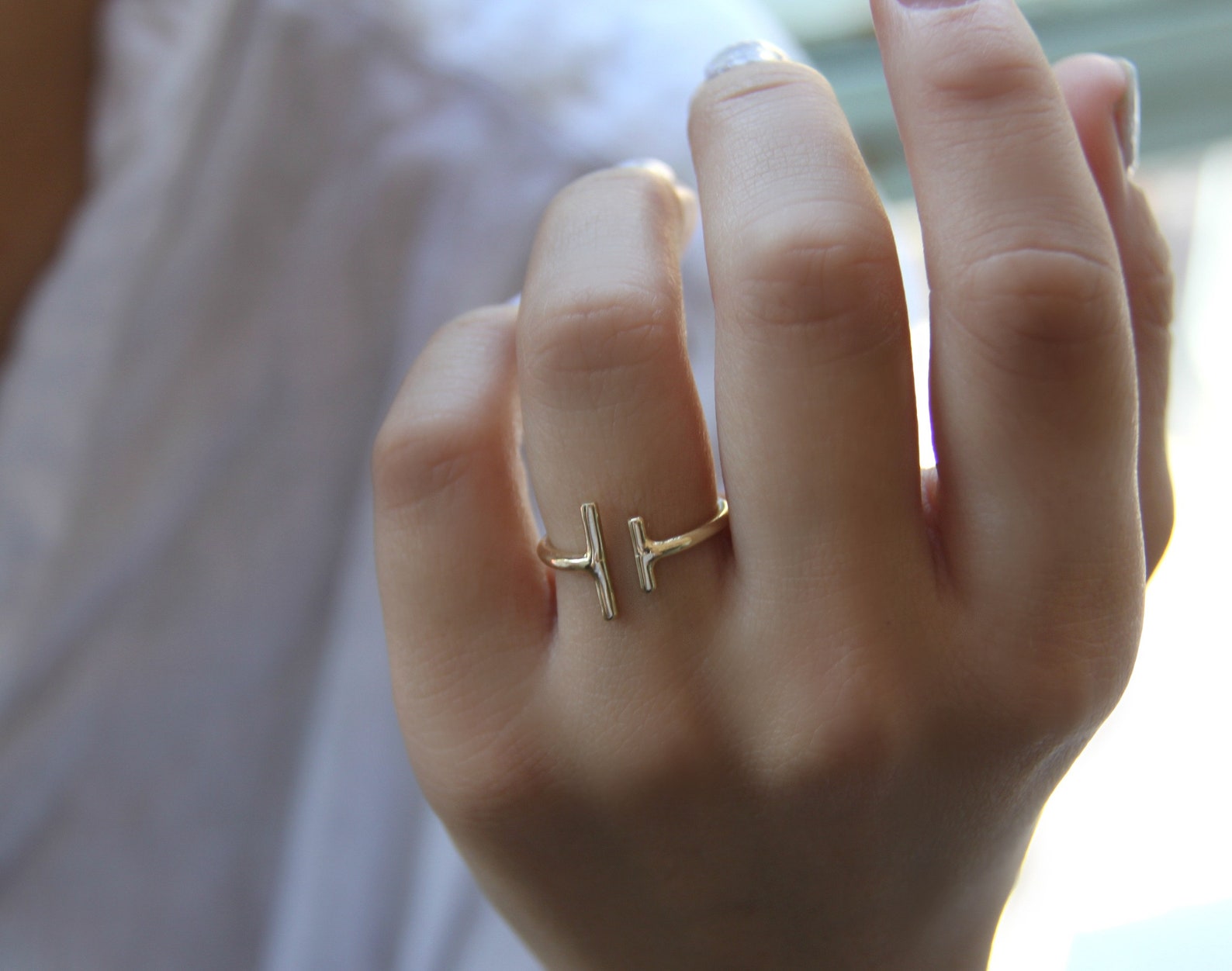 Open Bar Ring Bar Ring Gold Bar Ring Dainty Gold Ring | Etsy