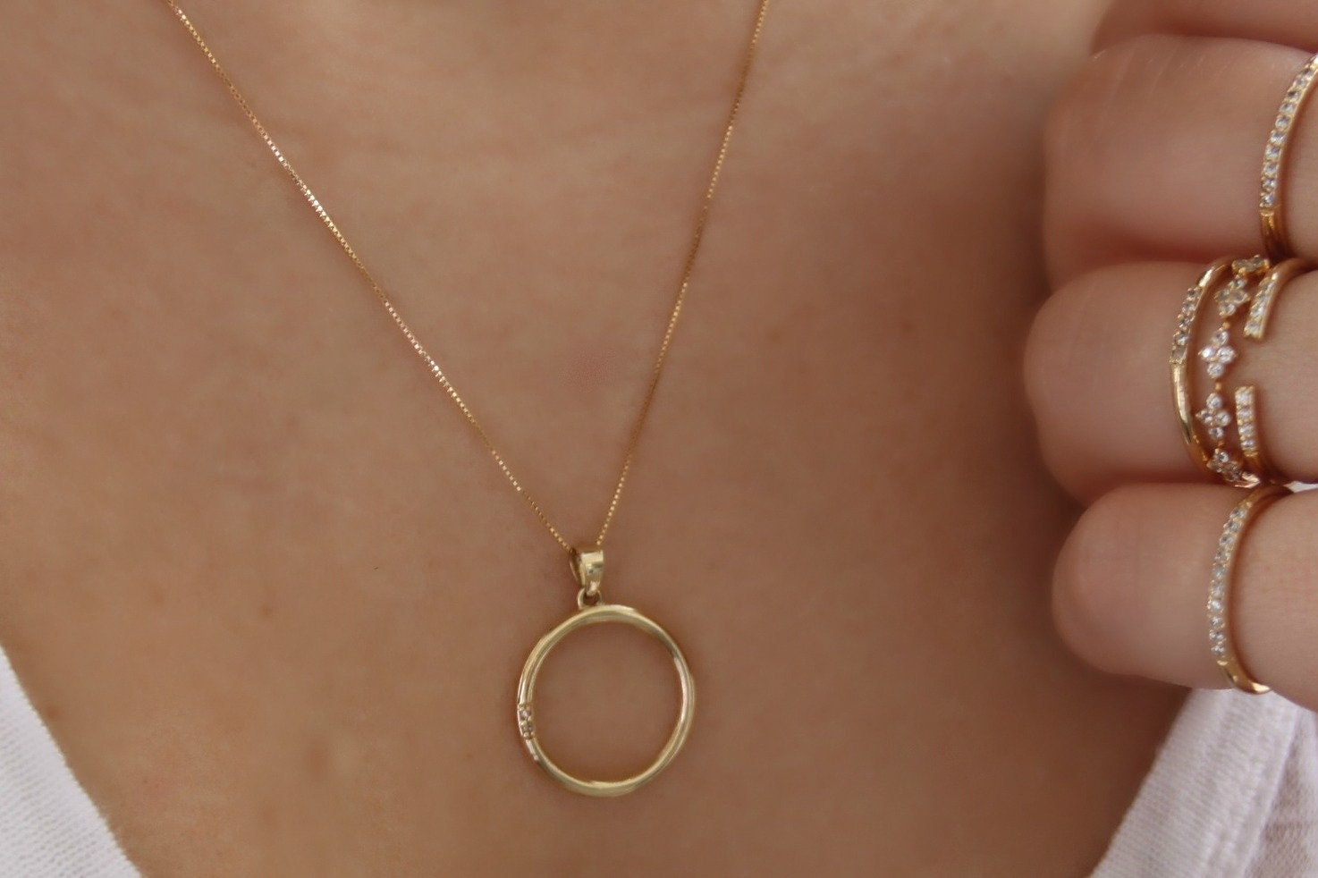 Circle Necklace Gold Circle Necklace Gold Karma Necklace | Etsy