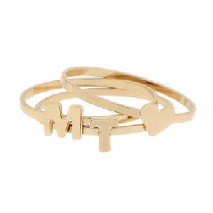 Personalized Initial Ring, Gold Stacking Ring, Monogrammed Ring, Tiny Gold Filled Ring, Letter ...