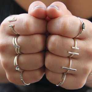 Open Bar Ring, Bar Ring, Gold Bar Ring, Dainty Gold Ring, Stacking Ring ...