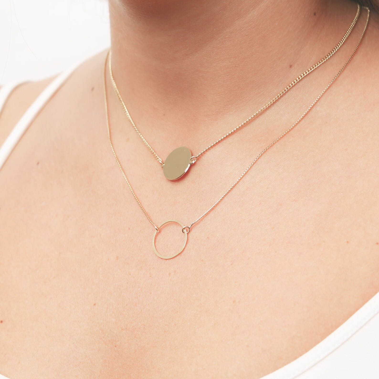 Disc Necklace Gold Disc Necklace Circle Necklace Dainty | Etsy