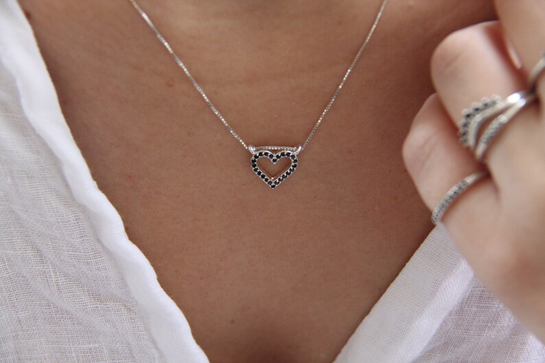 Silver Necklace Heart Necklace Silver Heart Necklace Silver | Etsy