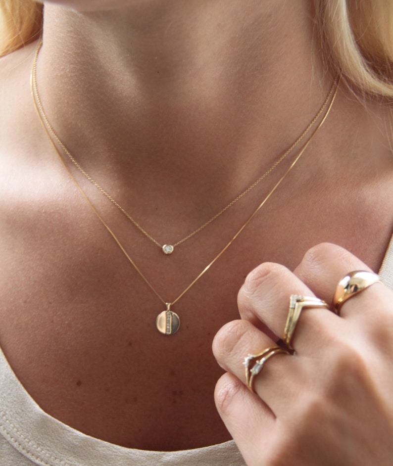 Tiny Diamond Necklace Gold Diamond Necklace Diamond | Etsy