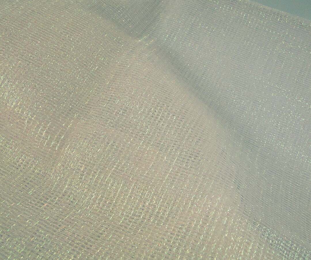 White Iridescent Netting Fabric Costumes Crafts, Over 5 Yards Vintage ...
