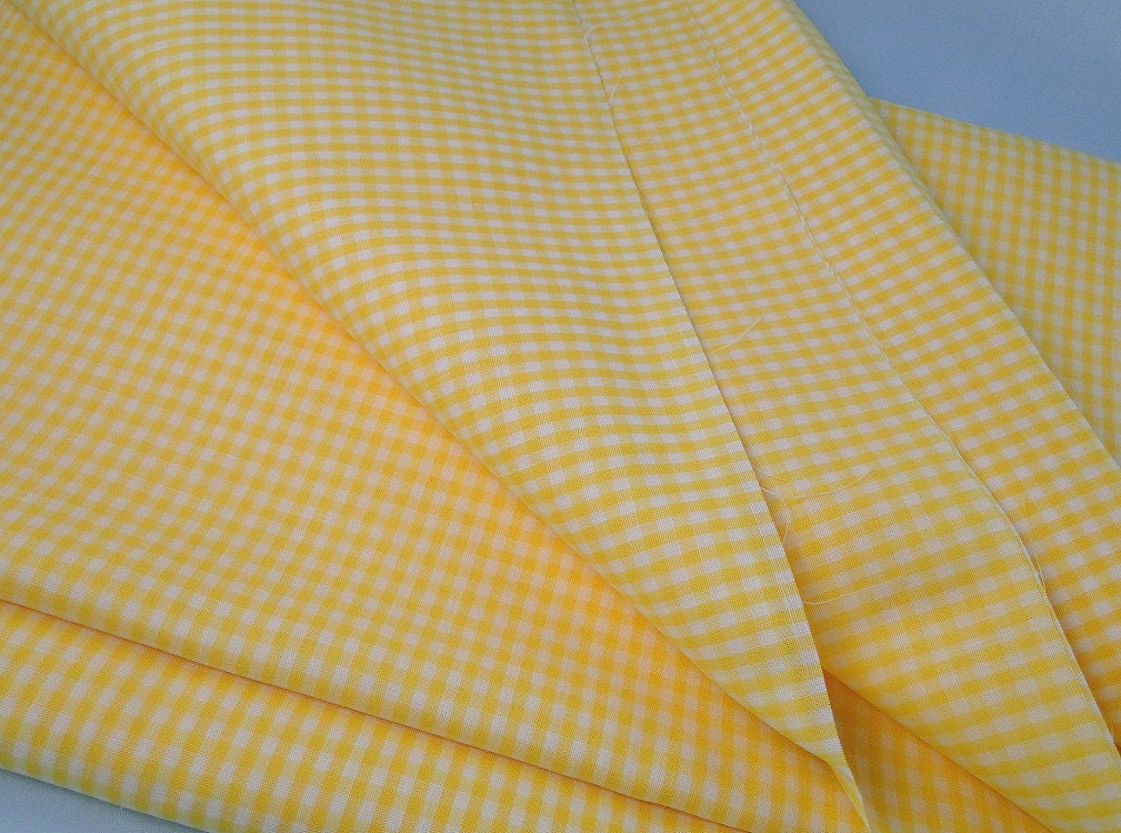 Vintage Fabric Yellow Gingham Small Check 5 Yards | Etsy