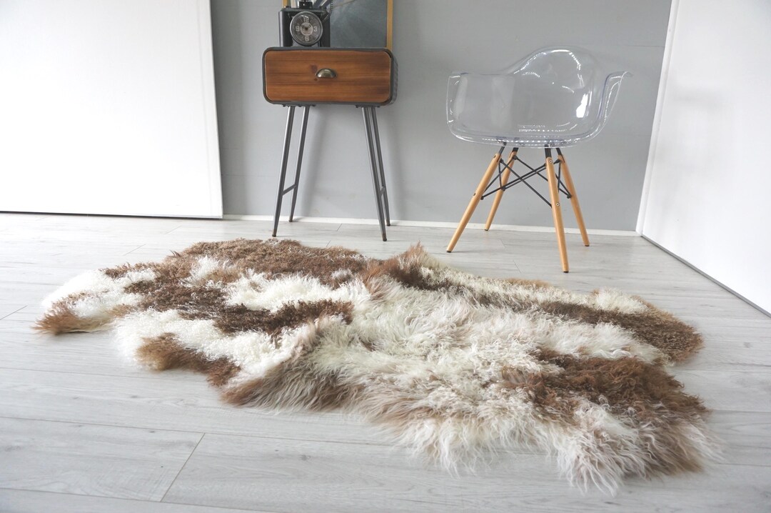 Handmade Quad Mongolian Sheepskin Rug: Ethically Sourced, Soft Wool - Etsy