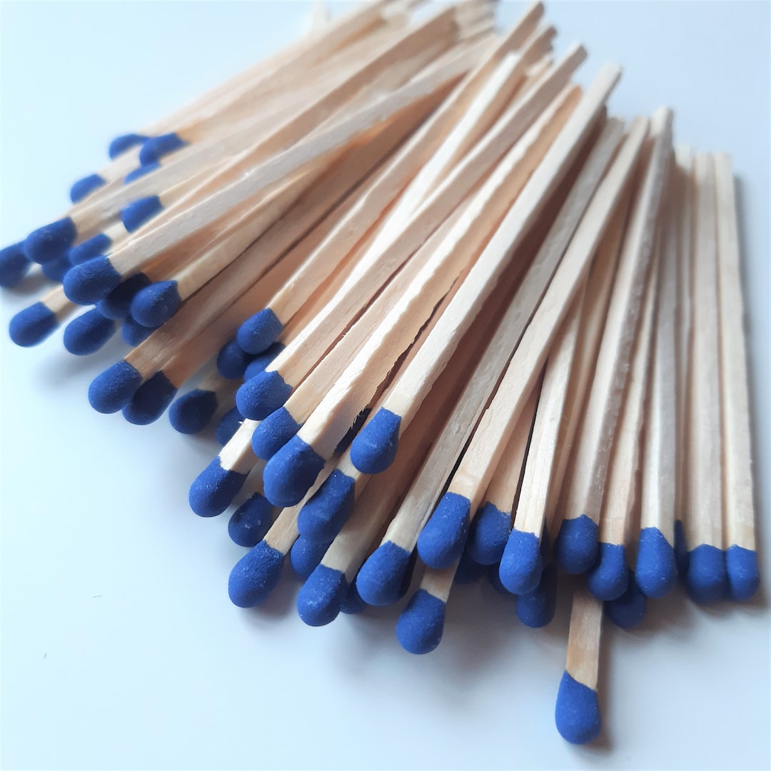 3.4 Navy Blue Tip Long Wooden Matches for Home Decor, Wedding Favors ...