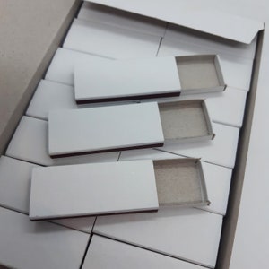 100 White Plain Cardboard Matchboxes / Empty / Striker From One Side ...