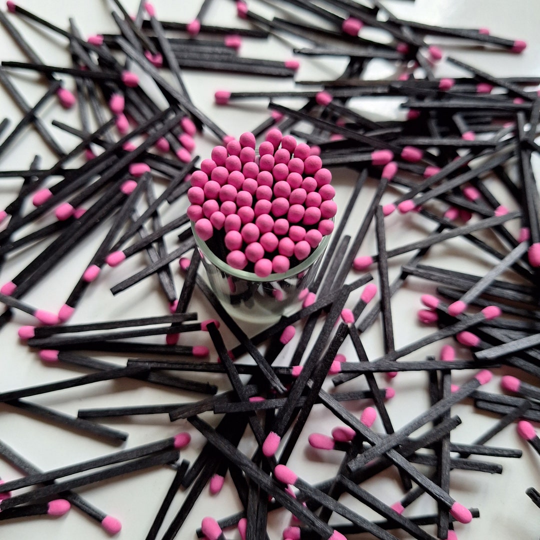 1.85" Black Stick 500 Wooden Matches With Pink Color Tips for Home ...