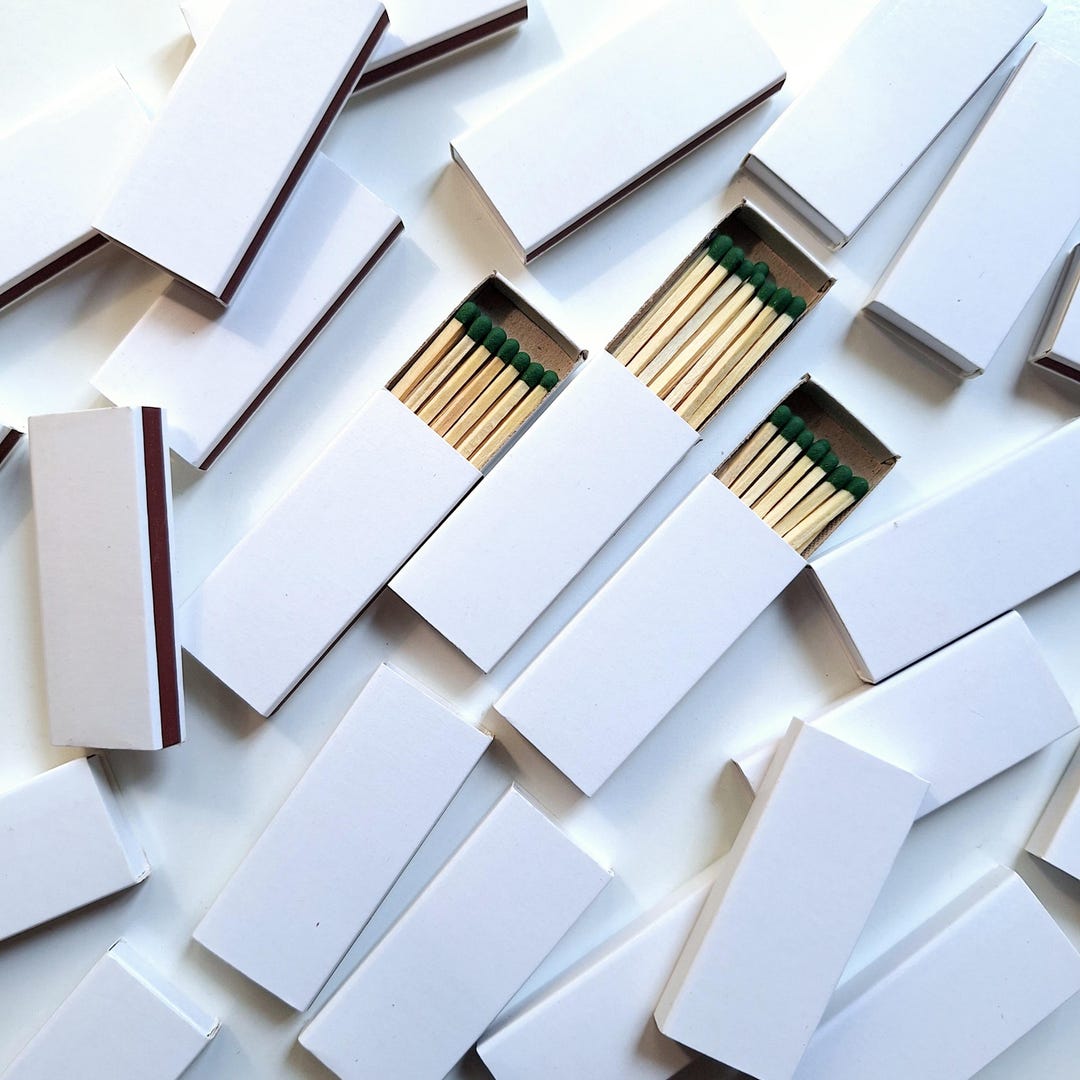 Plain White Matchboxes With Emerald Green Heads (2.2") - Etsy