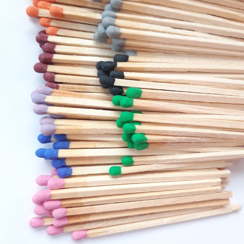 150 Matches 3.4 Long Colorful Tip Wooden Matchsticks - Etsy