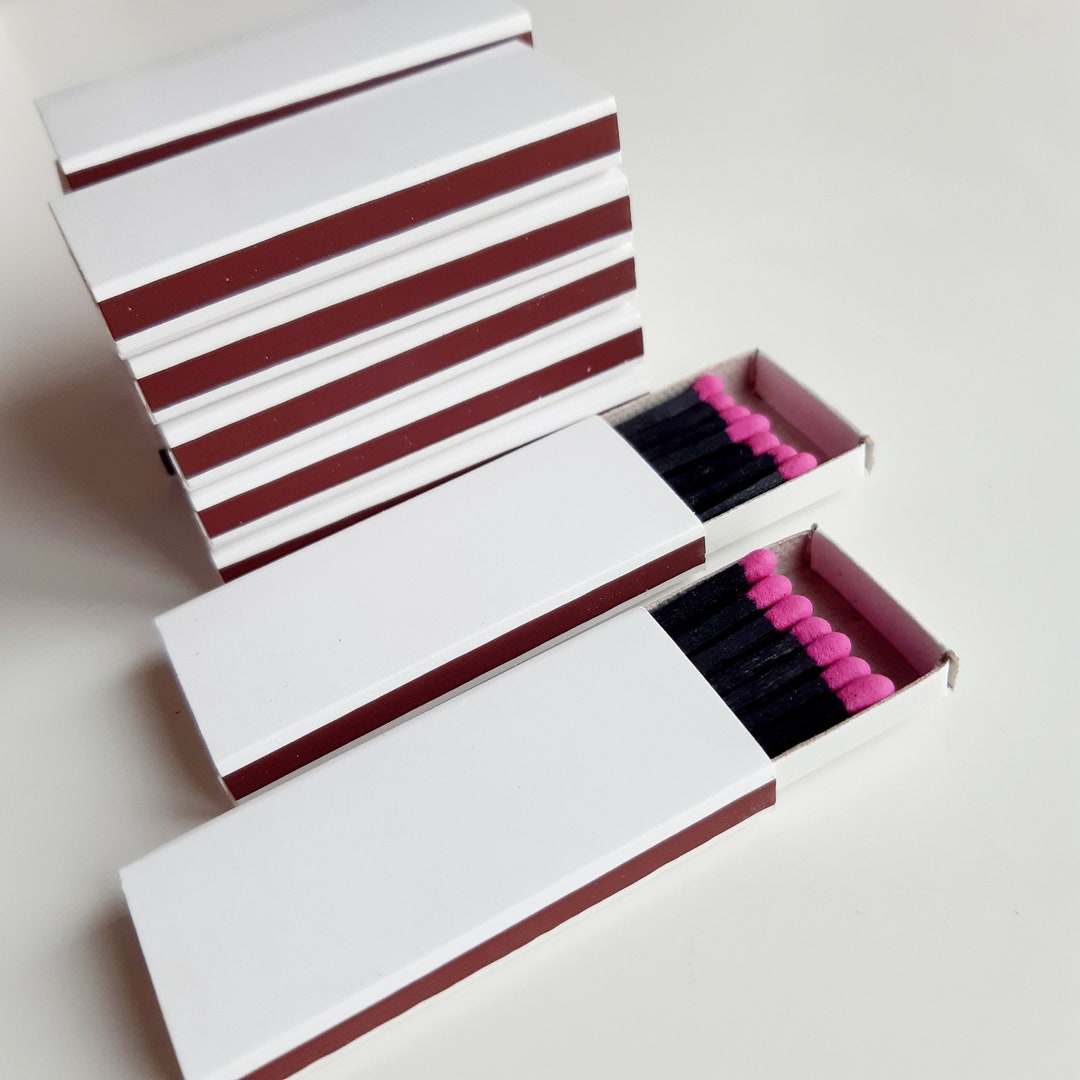 White Matchboxes With Black Sticks & Pink Heads (set of 25) - Etsy