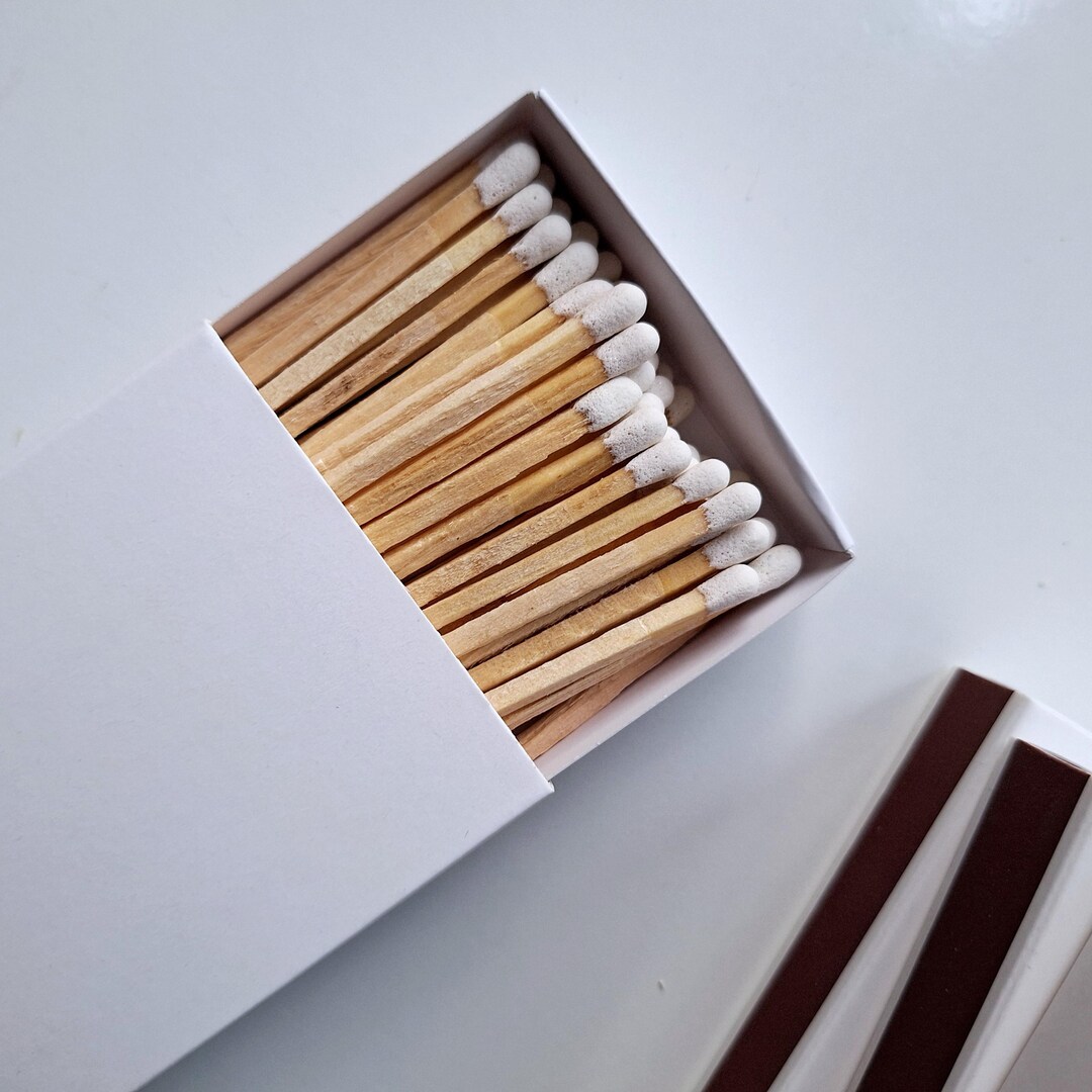 4.33" Plain White Matchbox, Striker From One Side, Wooden Matches ...