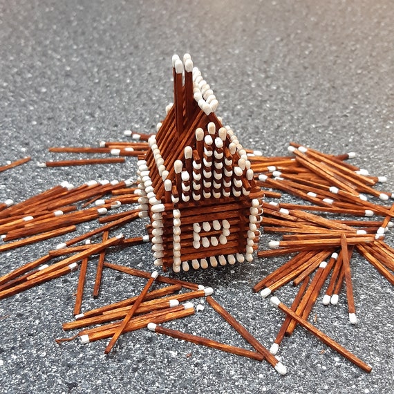 Matchstick House Handmade No Glue Ginger and White - Etsy