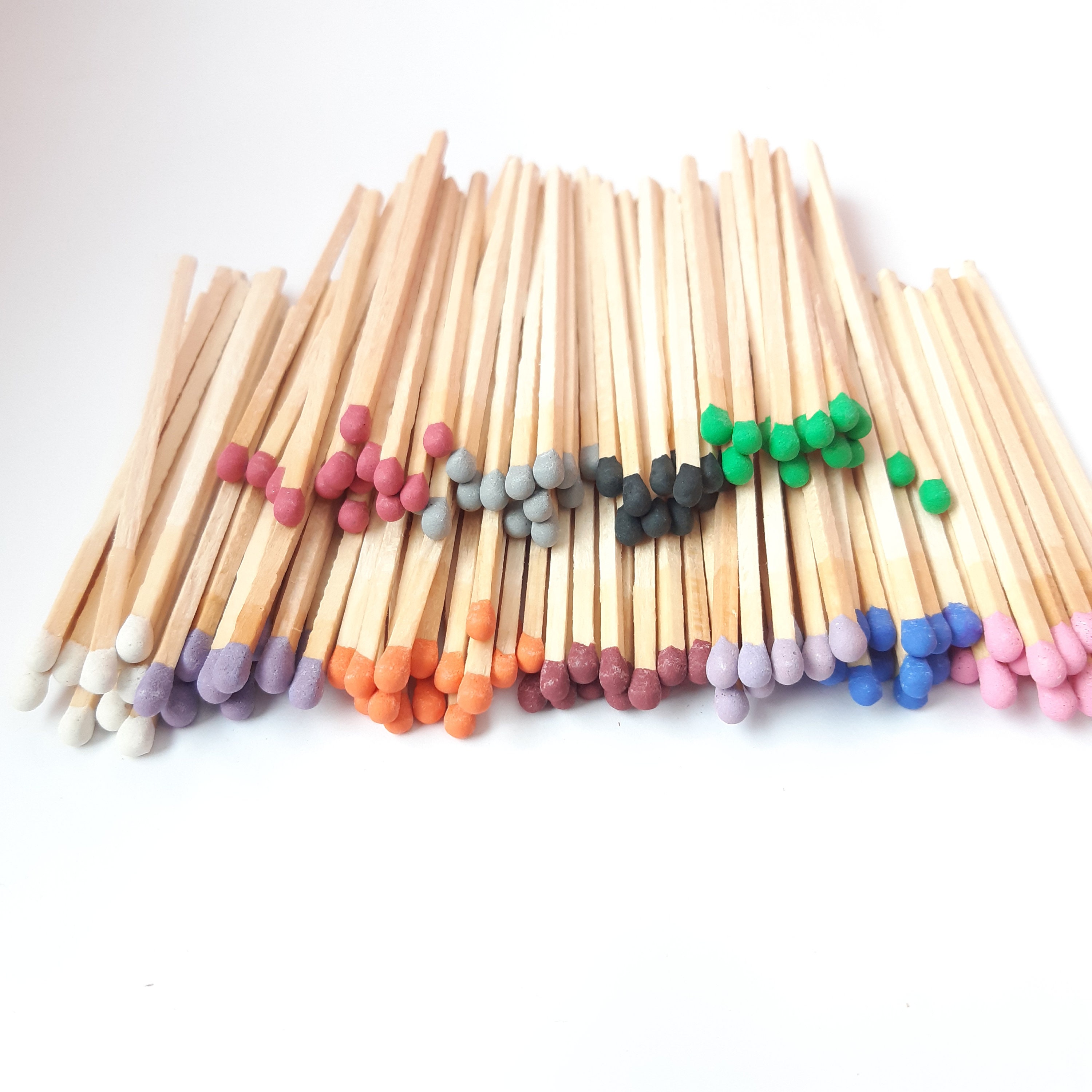 150 matches 3.4 long colorful tip wooden matchsticks | Etsy