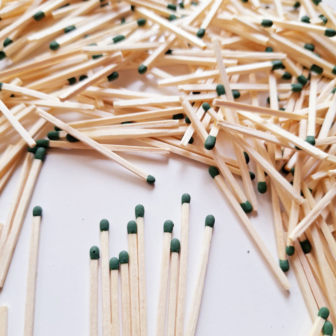 1.85" Emerald Green Tip 500 Wooden Matches for Home Decor, Wedding ...