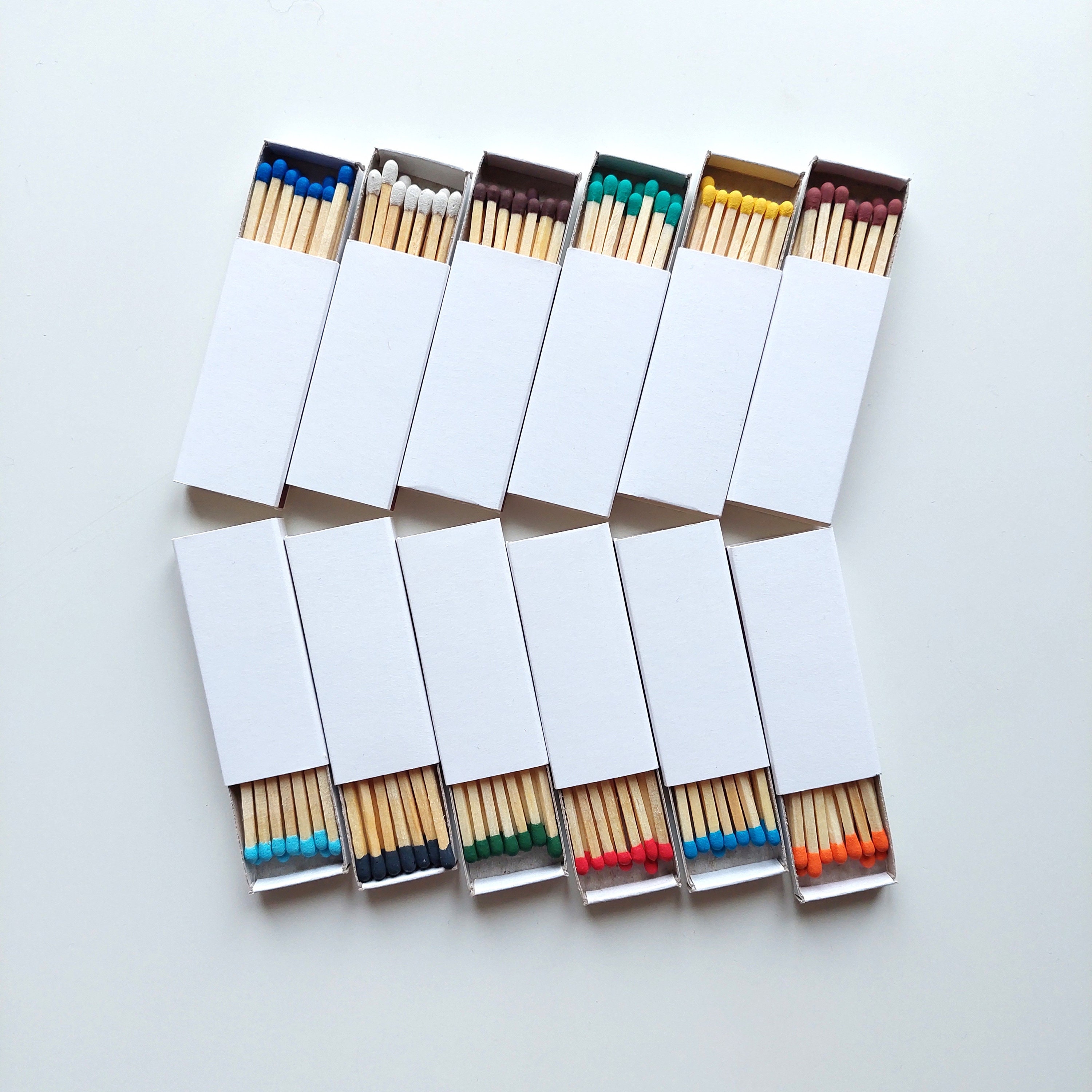 Plain White Matchboxes With Colorful Heads - Etsy