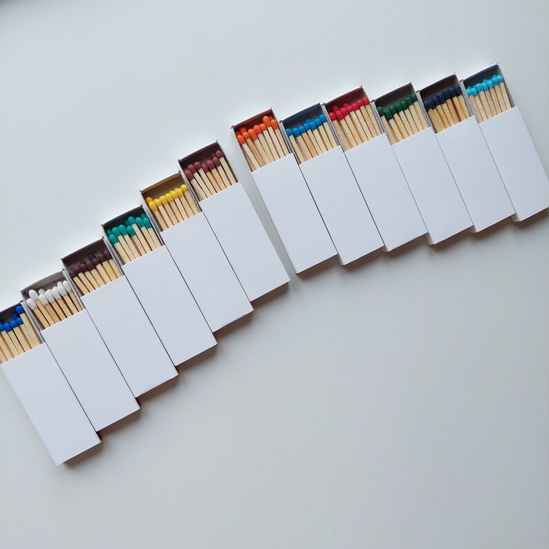 Plain White Matchboxes With Colorful Heads - Etsy