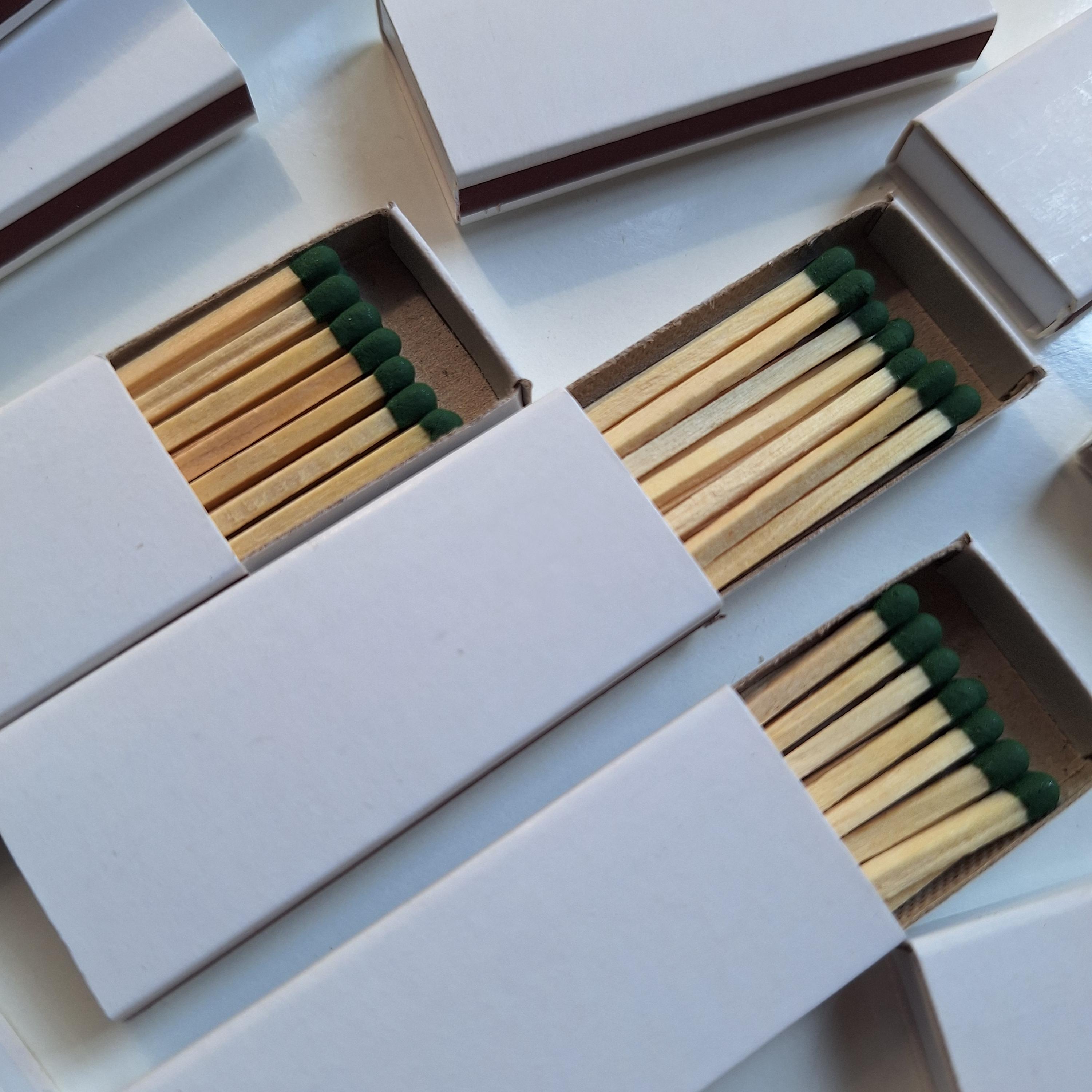 Plain White Matchboxes With Emerald Green Heads (2.2") - Etsy
