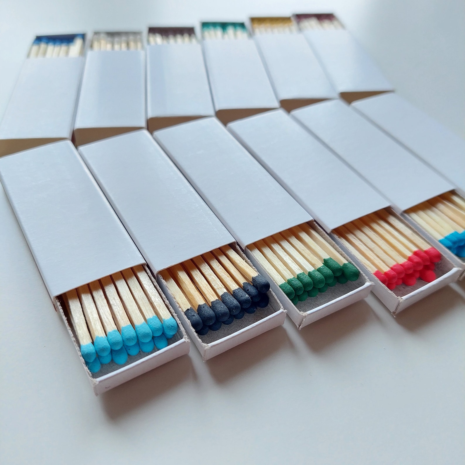 Plain White Matchboxes With Colorful Heads - Etsy