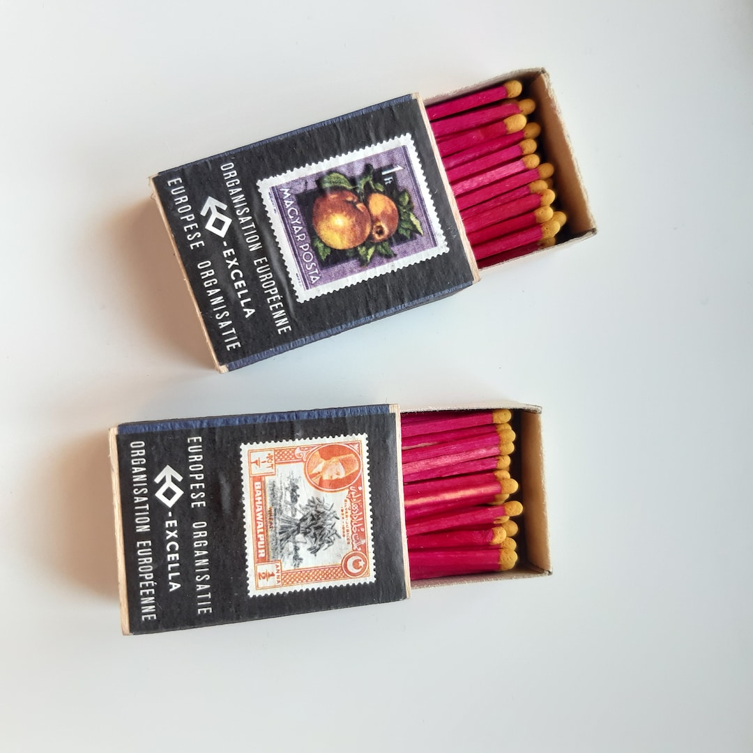 2 Vintage Collectible Matchboxes, Original Matches Inside, Red With ...