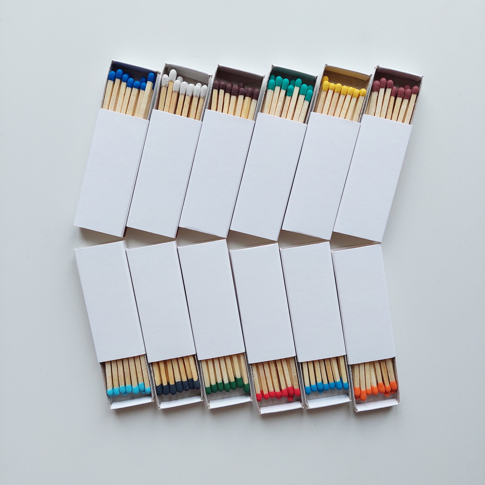 Plain White Matchboxes With Colorful Heads - Etsy