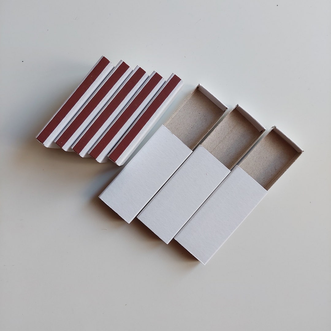 100 White Plain Cardboard Matchboxes / Empty / Striker From One Side ...
