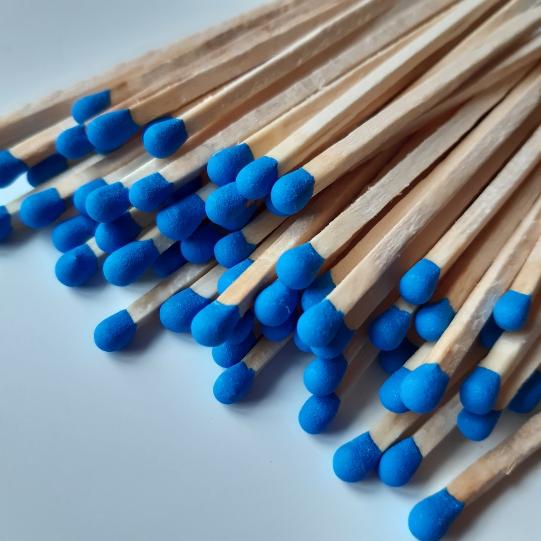 3.4 Long Royal Blue Tip Long Wooden Matchsticks for Home Decor, Wedding ...
