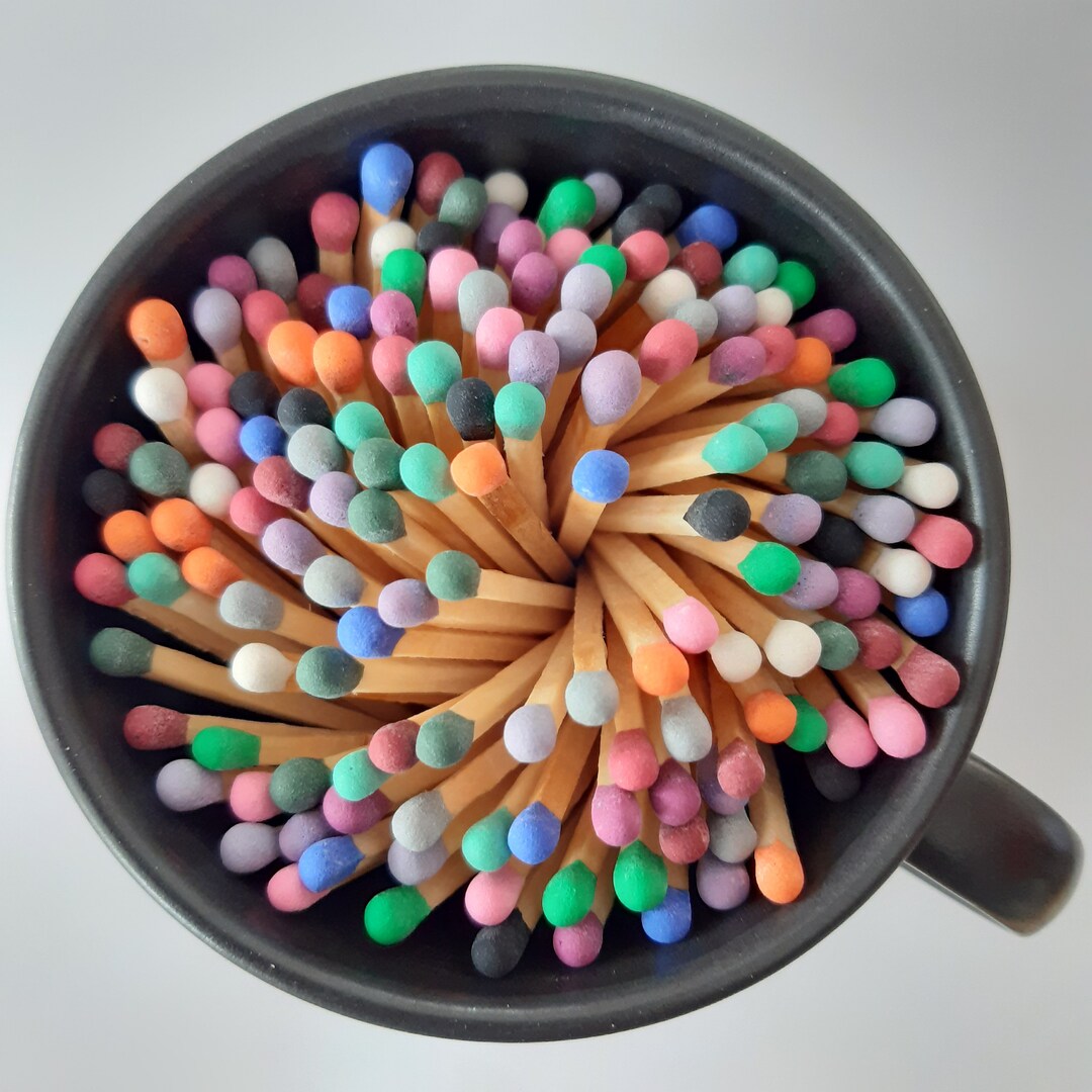 150 Matches, 3.4 Long Colorful Tip Wooden Matchsticks for Home Decor ...