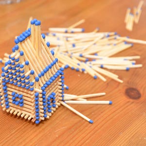 Matchstick House, No Glue, Handmade, Different Colors of Matches, Solid ...
