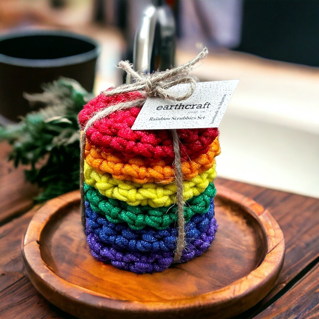 Dish Scrubbies Rainbow Set of 6 | Scrubbies | Pot/pan Scrubbies | Nylon ...