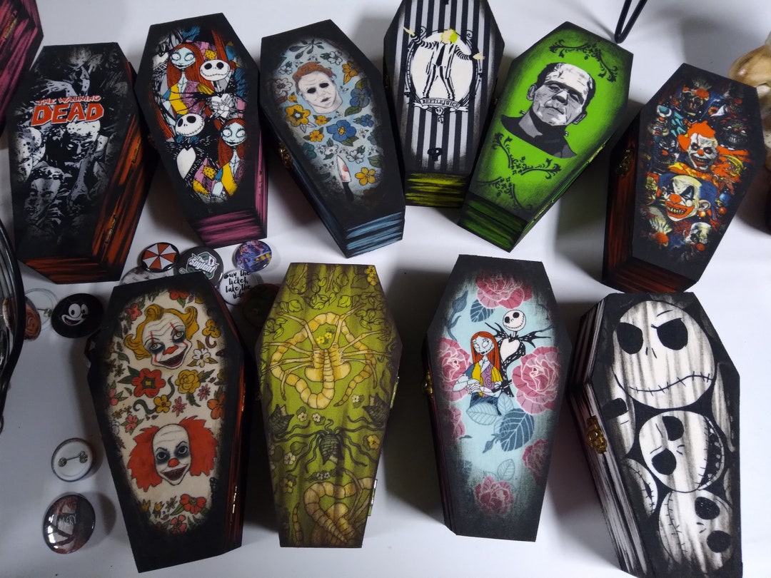 Custom Decorated Horror Coffin Box Stash Box Pick or Request Design - Etsy