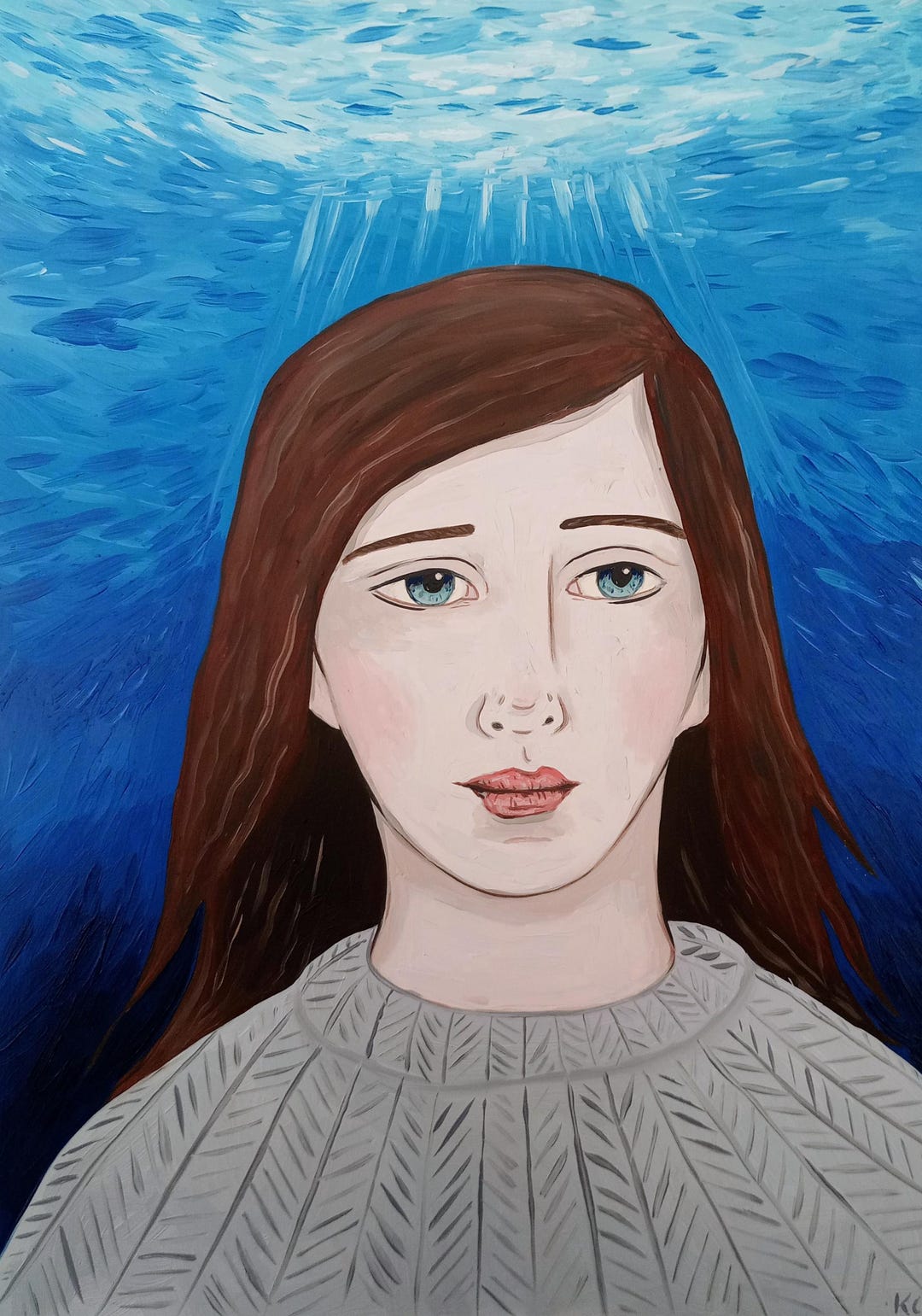 Underwater Light - Original Oil Painting - Surreal Portrait - Portrait ...