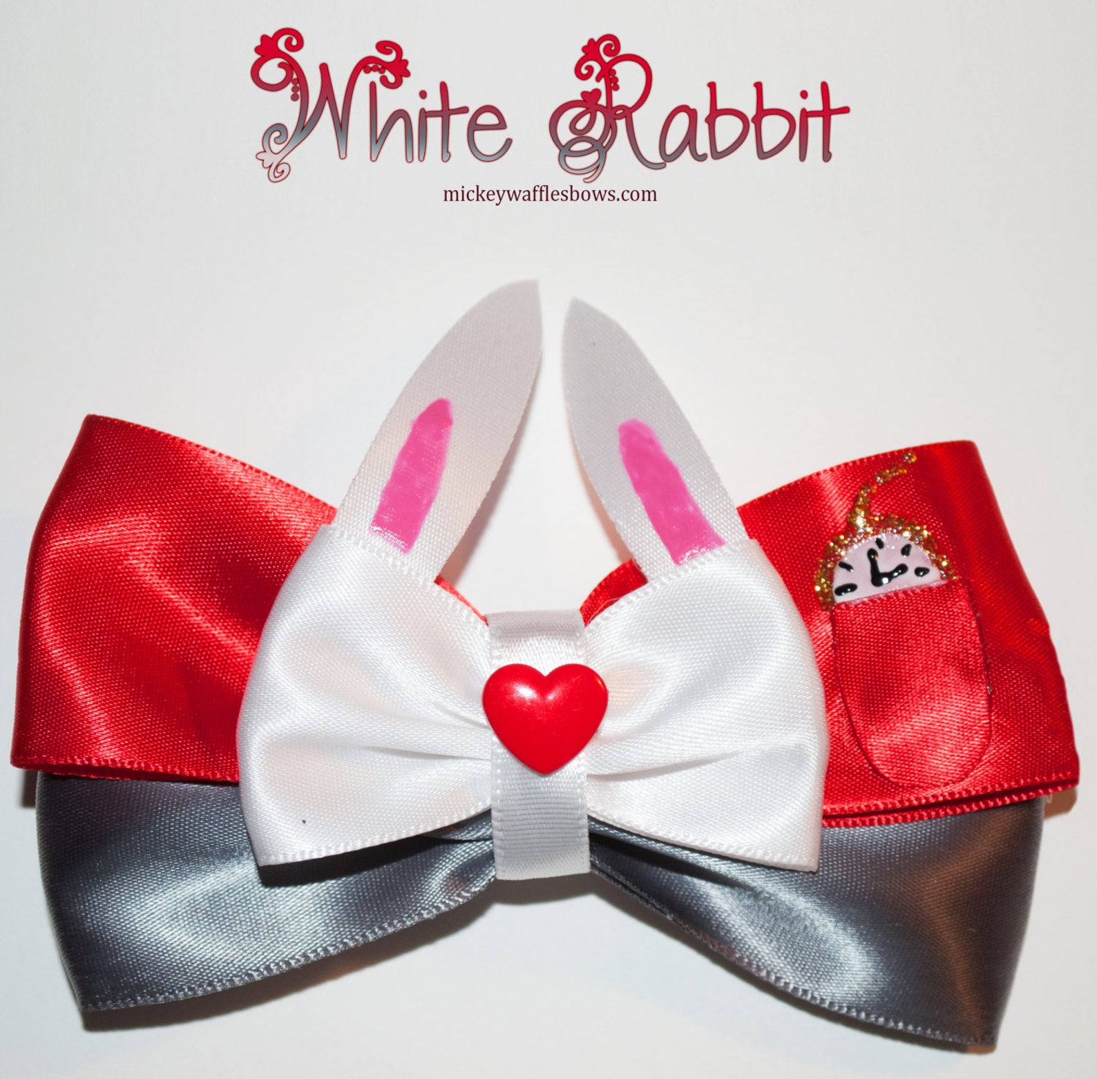White Rabbit Hair Bow - Etsy