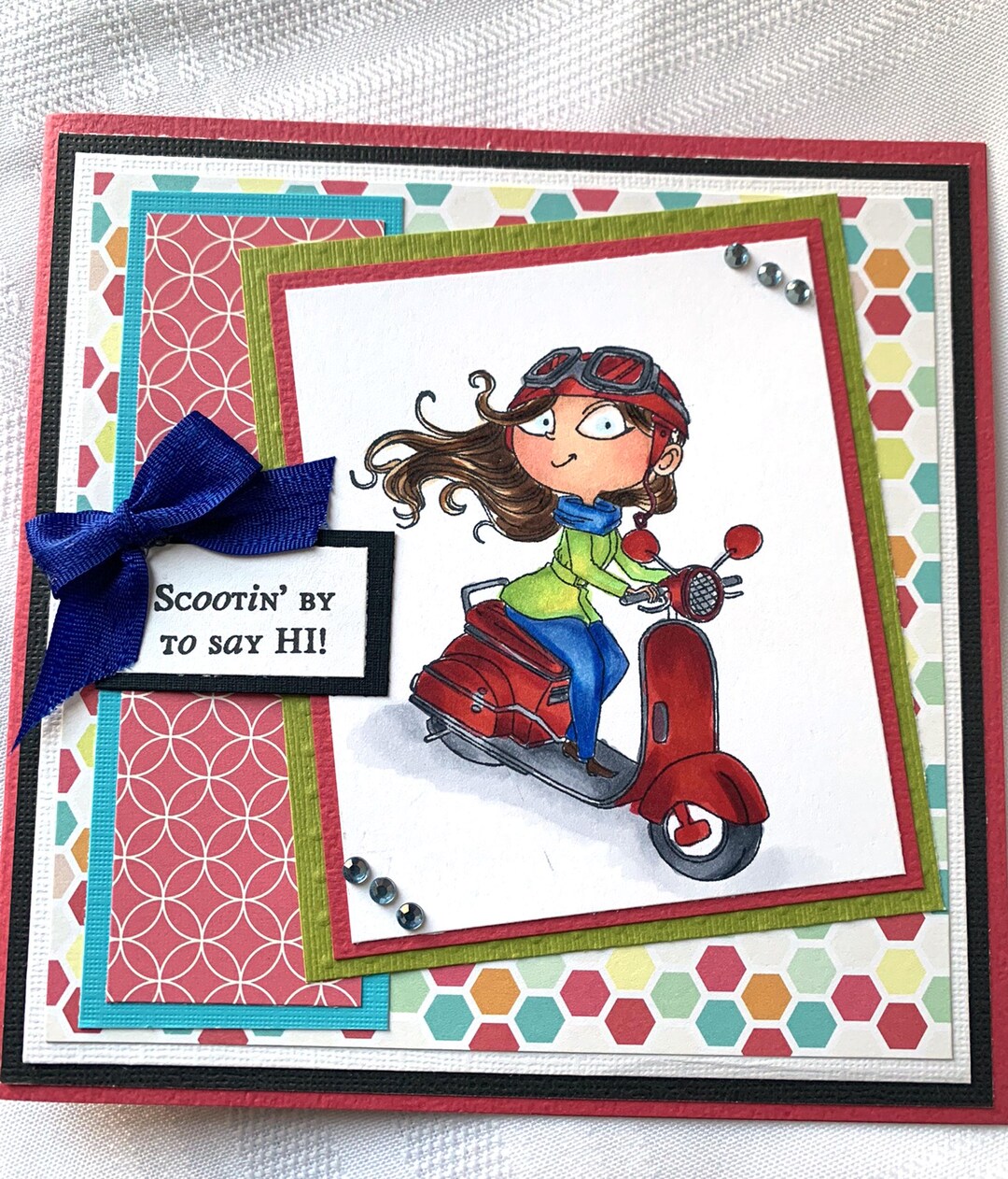 Scooter Card, Travel Card, Friendship Card, Happy Birthday Card ...