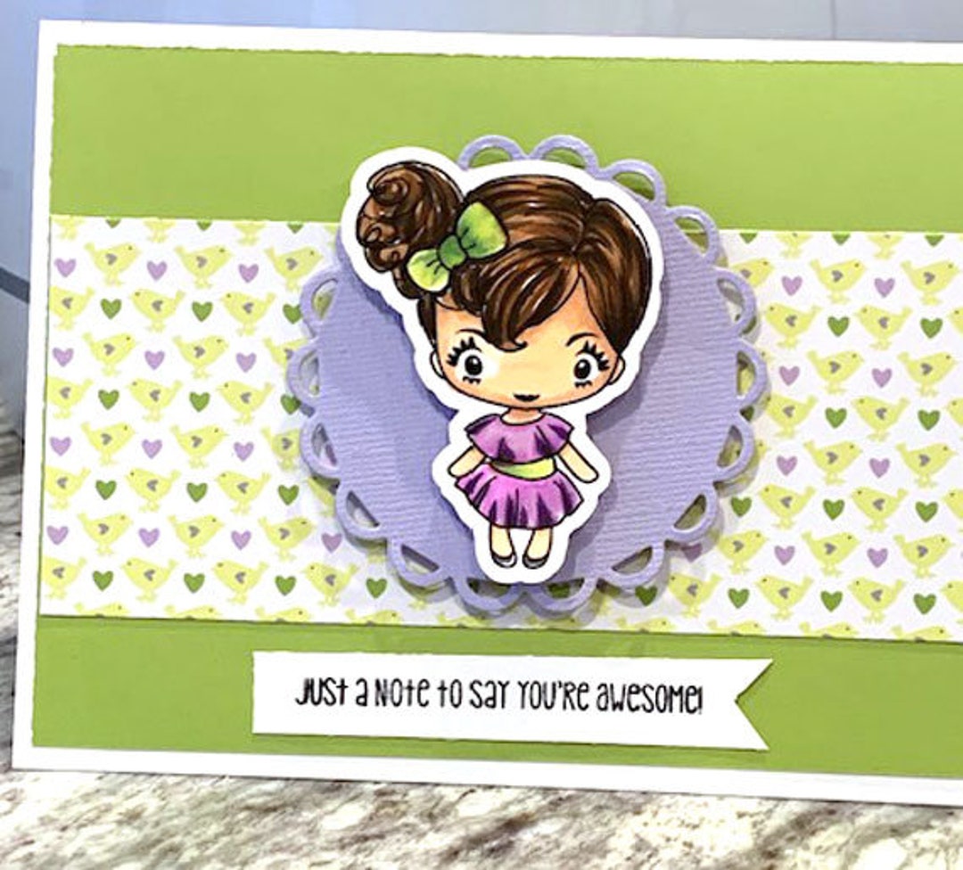 You're Awesome Card, Sweet Friendship Card, Children's Card, Cute Girl ...